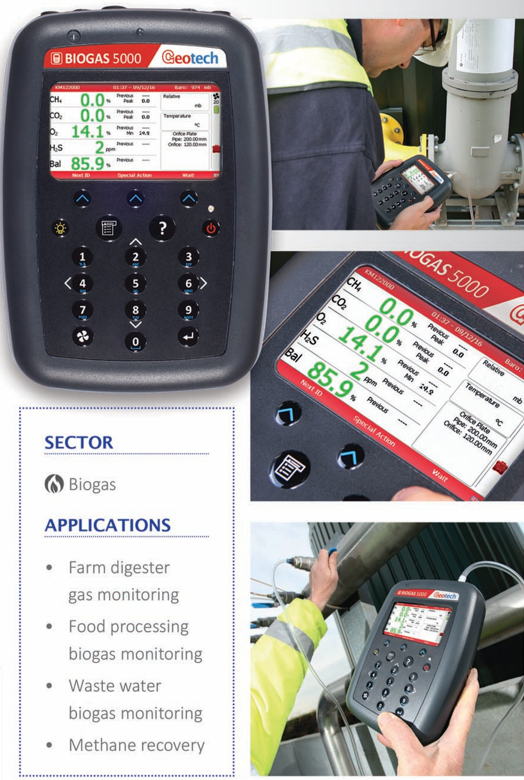 Analizator biogasa, mjeri metan, Biogas 5000 Geotech.